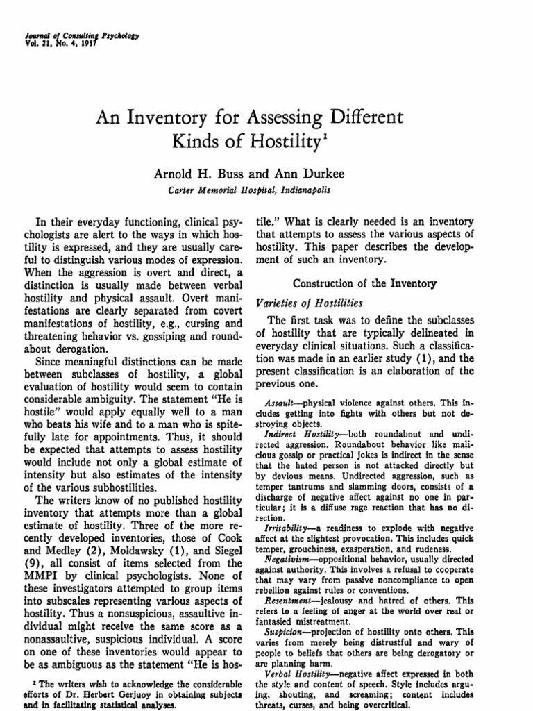 Hostility Assessment Inventory | PDF | Factor Analysis | Correlation ...