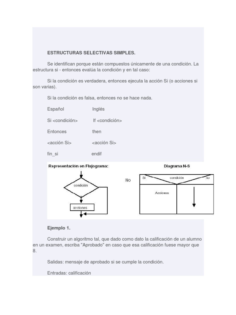 Estructuras Selectivas Simples | PDF | Algoritmos | Puerta lógica