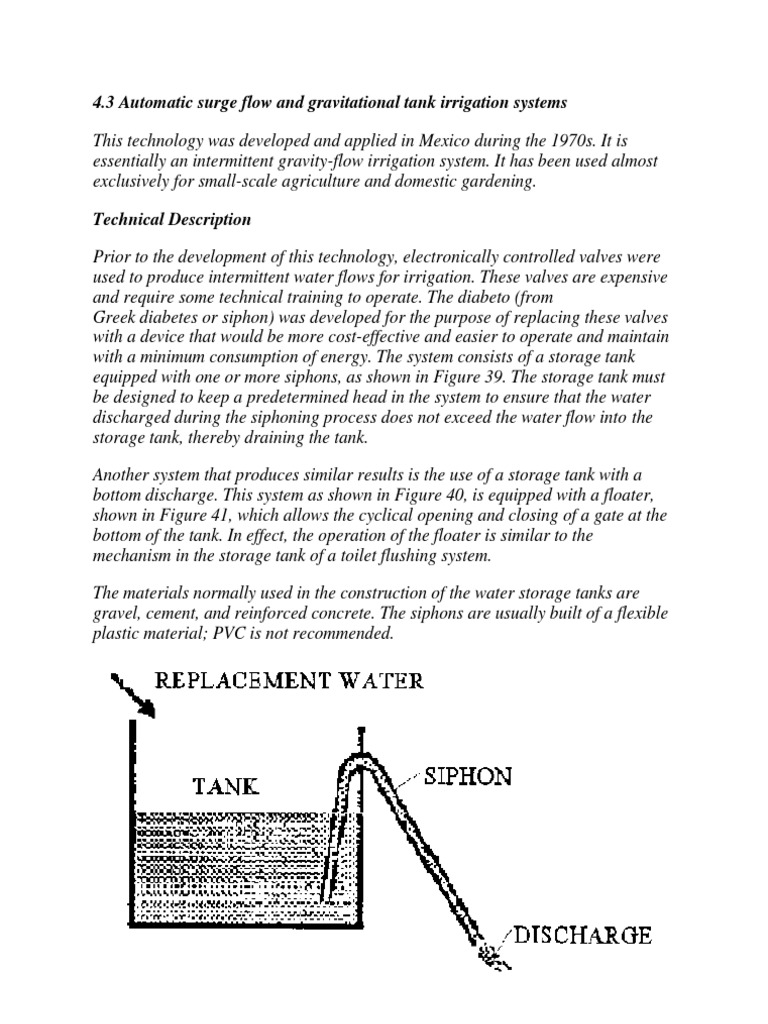 4.3 Automatic Surge Flow and Gravitational Tank Irrigation Systems ...