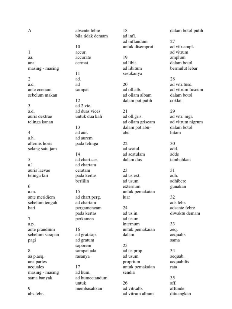 Singkatan Latin Farmasi | PDF | Kesehatan Holistik