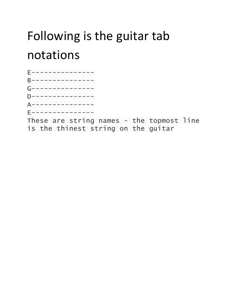 Guitar Tab Notation Basics | PDF