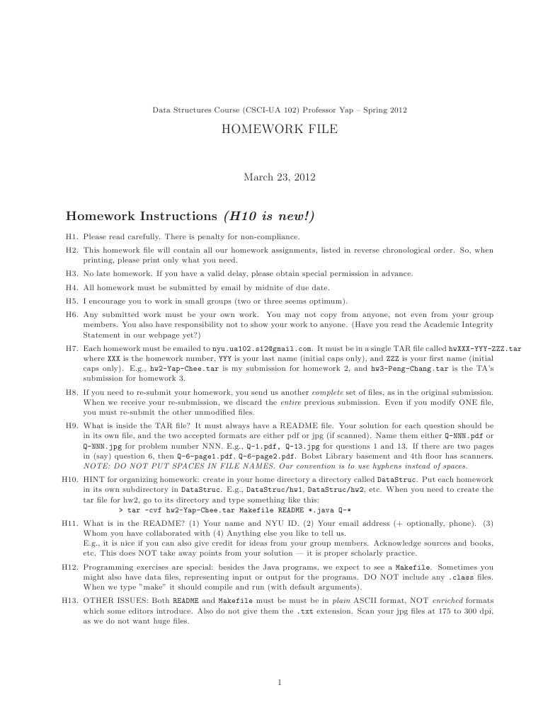 Homework File: March 23, 2012 | Download Free PDF | Time Complexity | Array Data Structure
