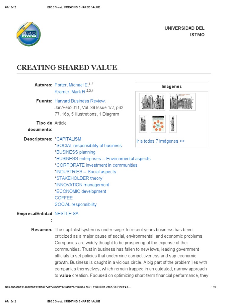 Ebscohost - Creating Shared Value | PDF | Externality | Agriculture