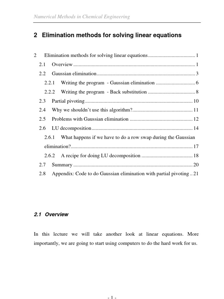 Gauss Elemination Matlab Code | PDF