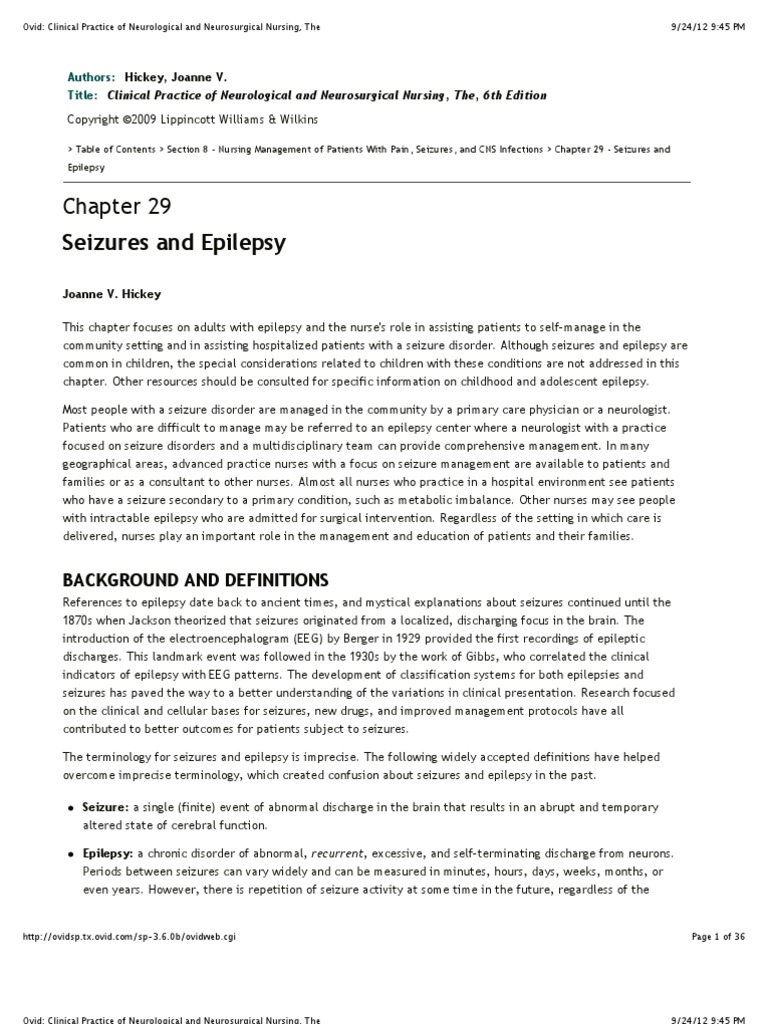Nursing Management of Seizures and Epilepsy | PDF | Epilepsy ...