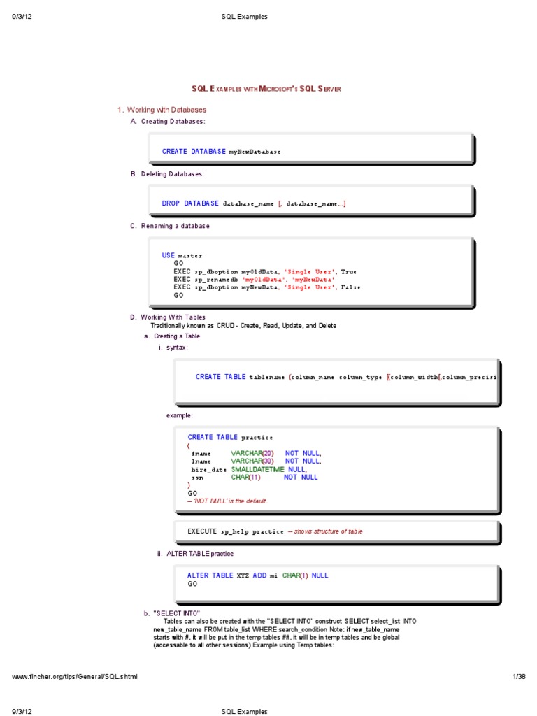 Working With Databases: SQL E M ' SQL S | Download Free PDF | Sql | Information Technology