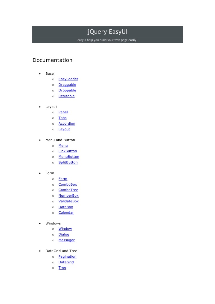 Jquery EasyUI Documentation | PDF | Boolean Data Type | Database Index