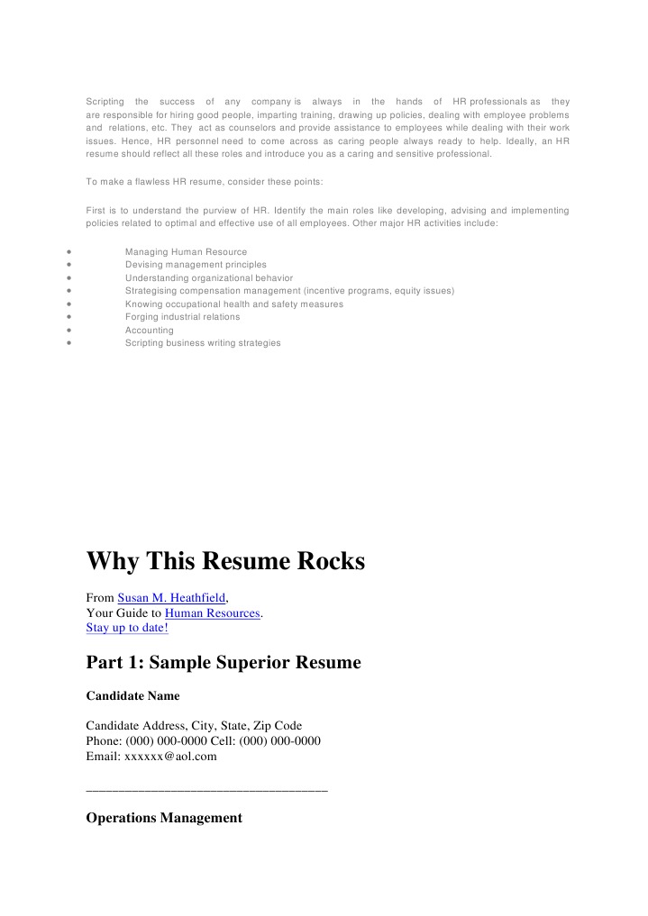 Why This Resume Rocks: Part 1: Sample Superior Resume | PDF | Cost ...