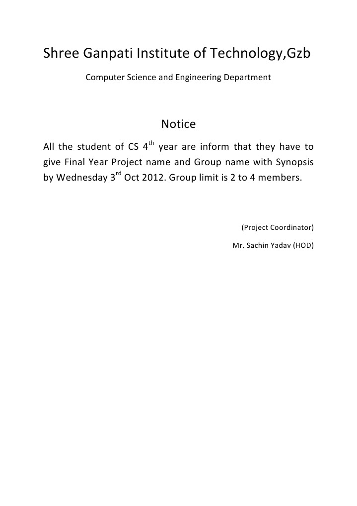 CS 4th Year Project Submission Notice | PDF
