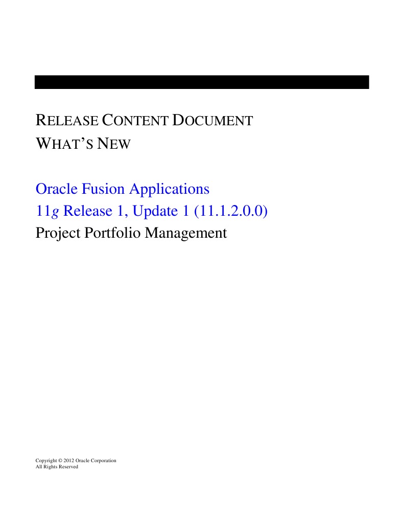 R C D W ' N: Oracle Fusion Applications 11g Release 1, Update 1 (11.1.2 ...