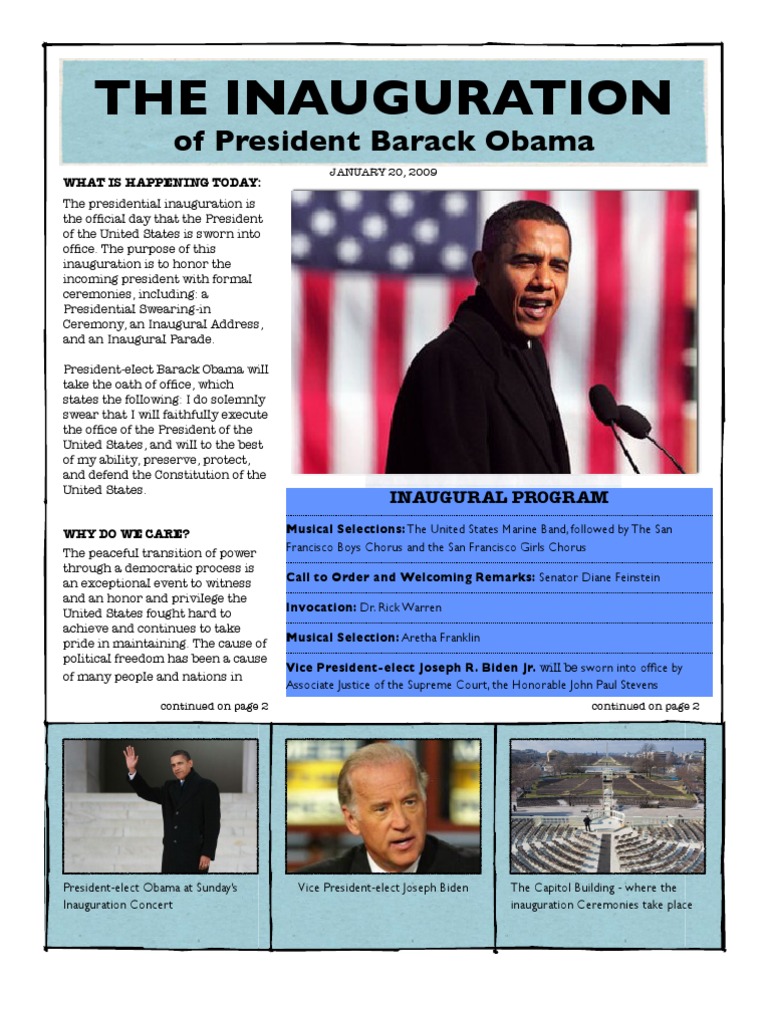 Obama Inauguration Handout | PDF | United States Presidential ...