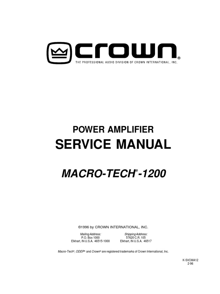 MA1200 - Service Manual | Amplifier | Operational Amplifier