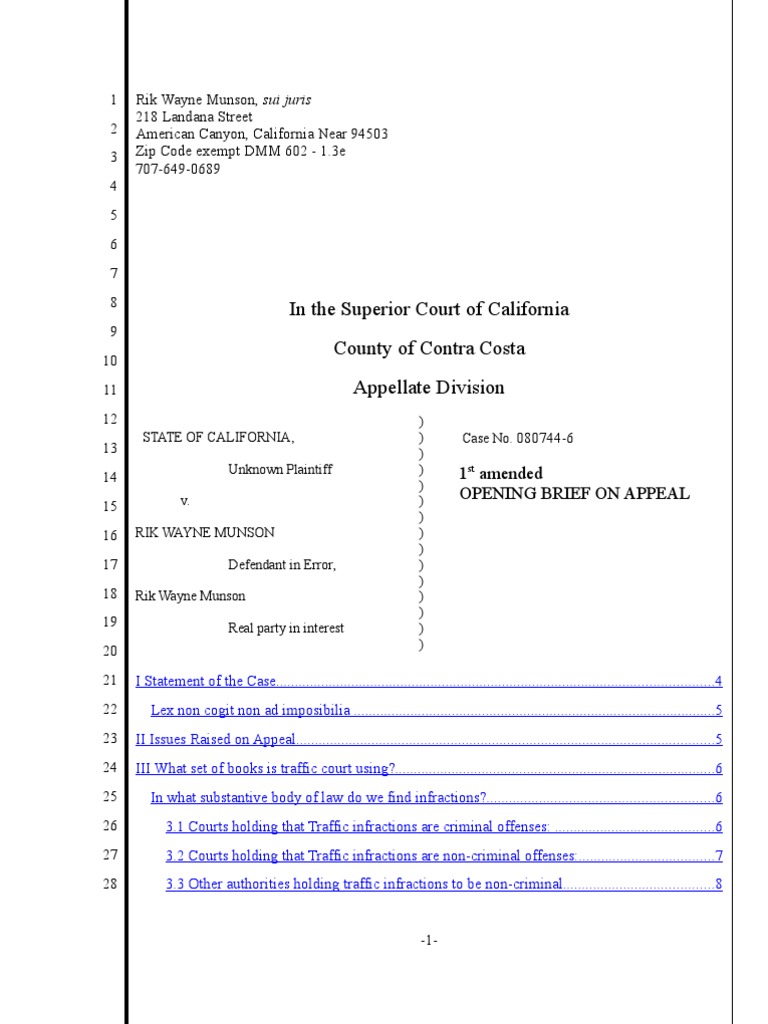 1st Amended Opening Brief On Appeal | PDF | Plea | Pleading