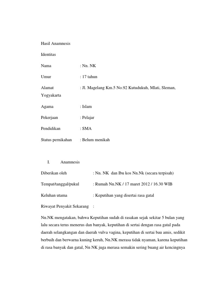 Hasil Anamnesis | PDF