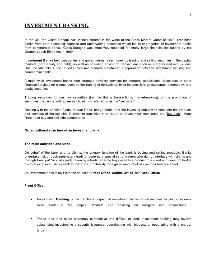 Notes Investment Banking | PDF | Investment Banking | Securities (Finance)