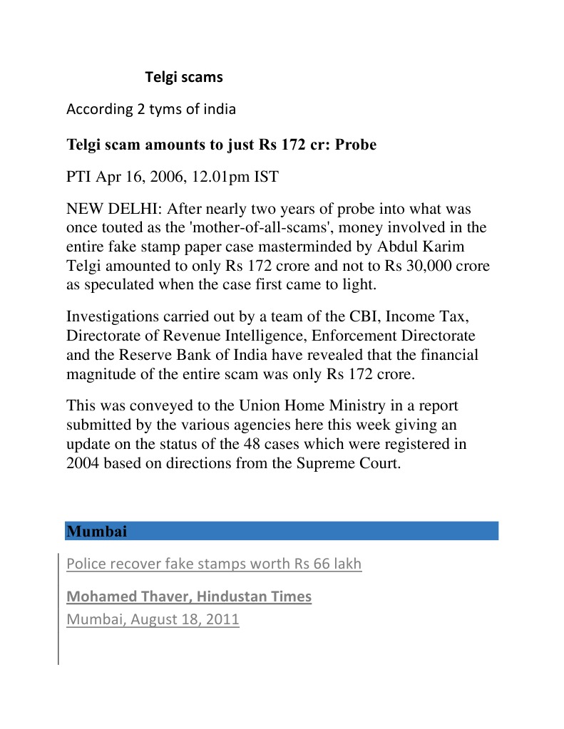 Telgi Scams | PDF | Banks | Crime & Violence