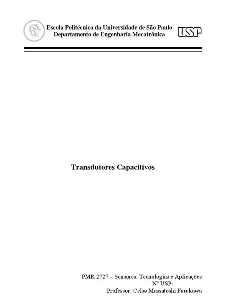 Sensores - Transdutores Capacitivos | PDF | Dielétrico | Rede elétrica