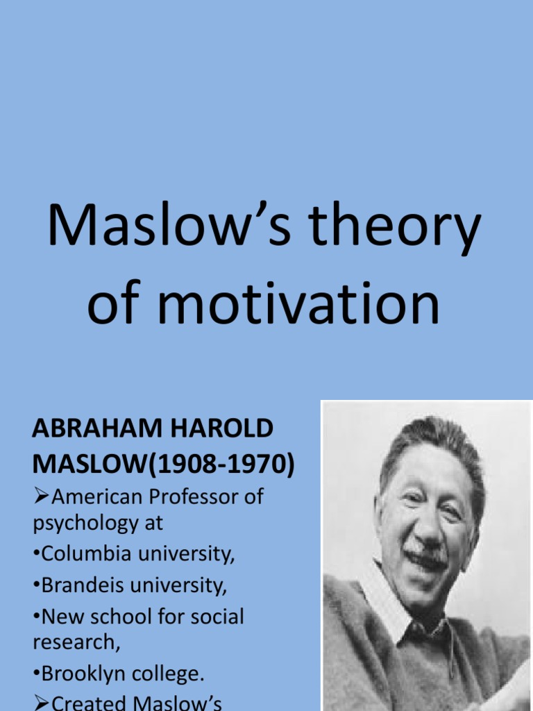 Maslow's Theory of Motivation | PDF
