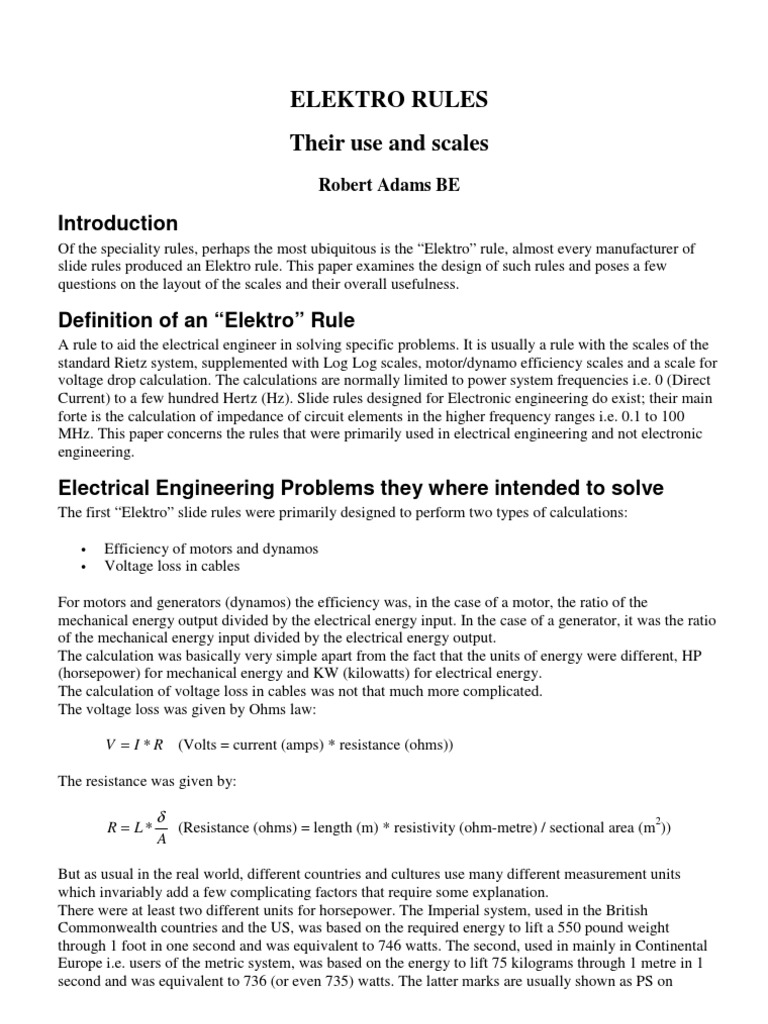 Elektro Slide Rules in Electrical Engineering | PDF | Electrical ...