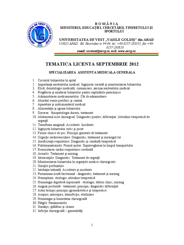 Tematica Licenta Asm 2012 | PDF
