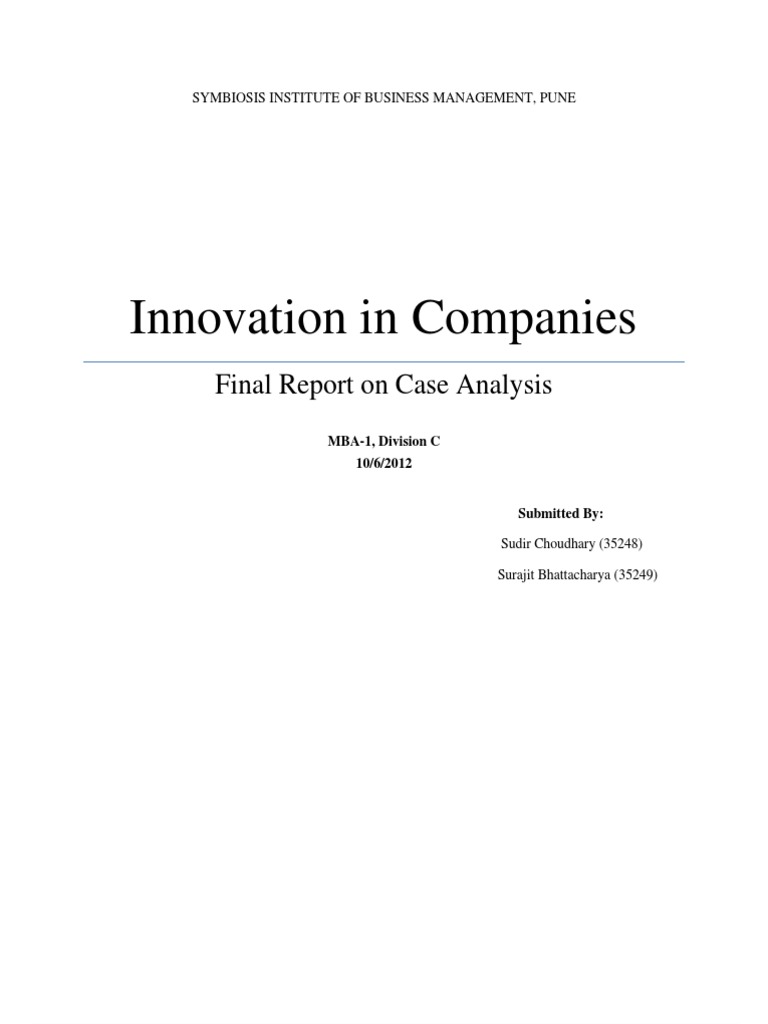 Final Report On Innovation | PDF | Outsourcing | Human Resource Management