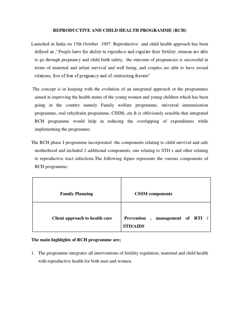 Overview of India's RCH Programme | PDF | Maternal Death | Pregnancy