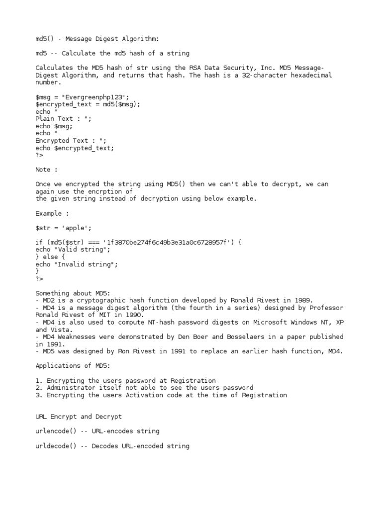 Md5 Encryption | PDF