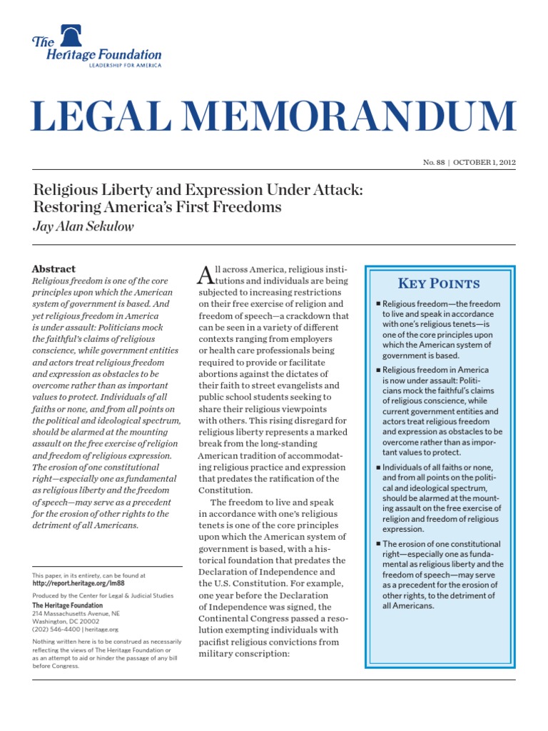 Religious Liberty and Expression Under Attack - Restoring America's ...