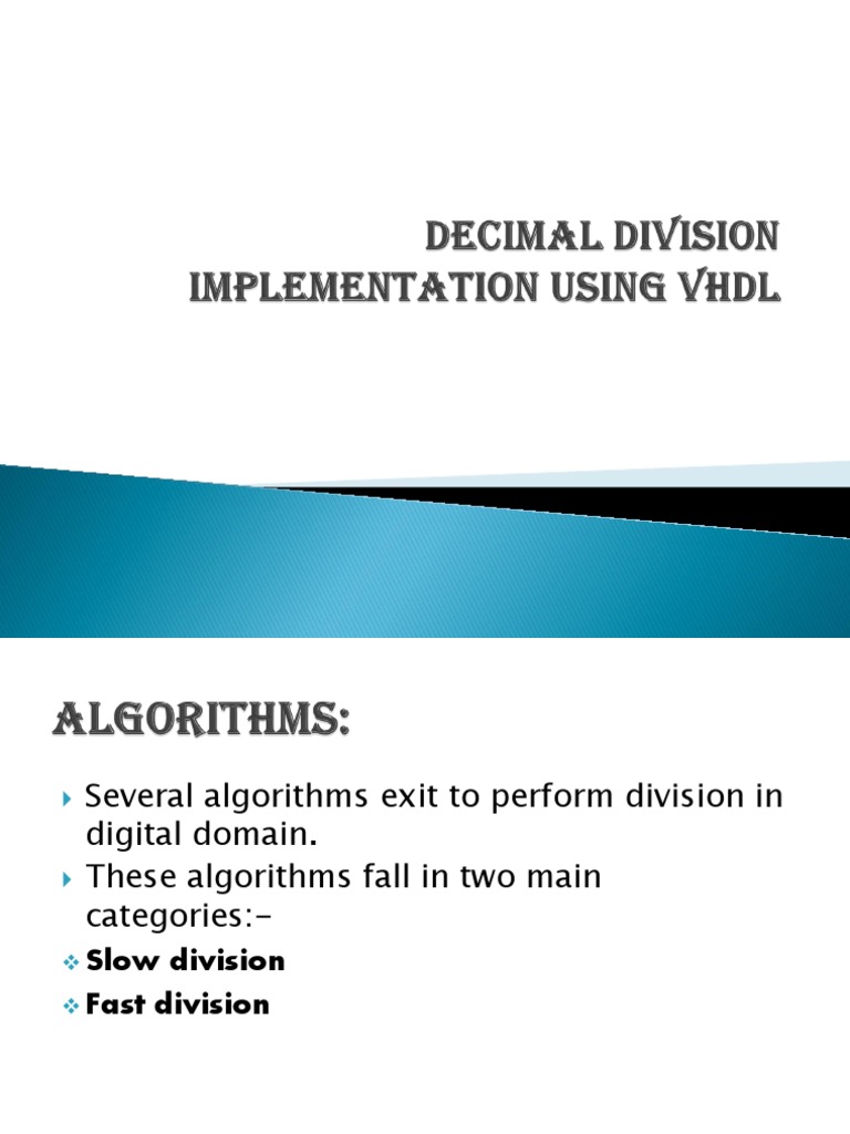 Decimal Division Implementation Using VHDL | PDF | Division ...