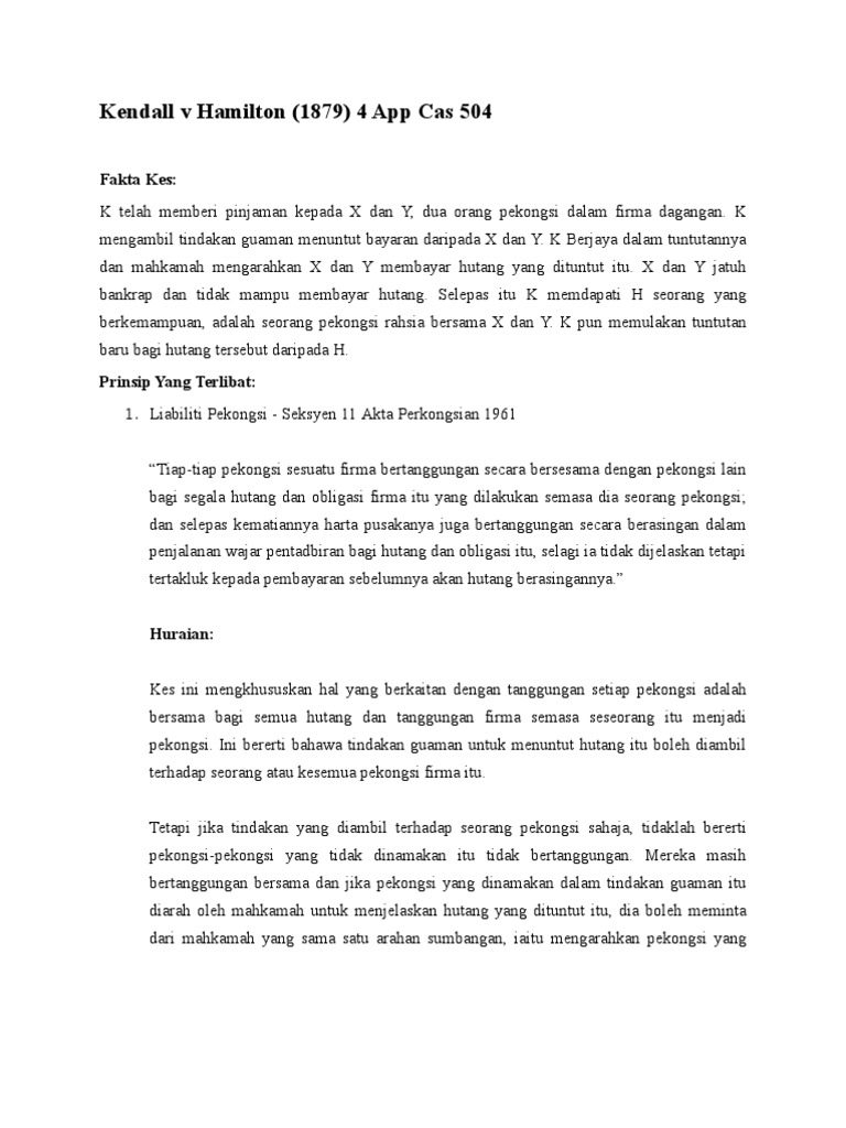 Kendall V Hamilton (1879) 4 App Cas 504 | PDF