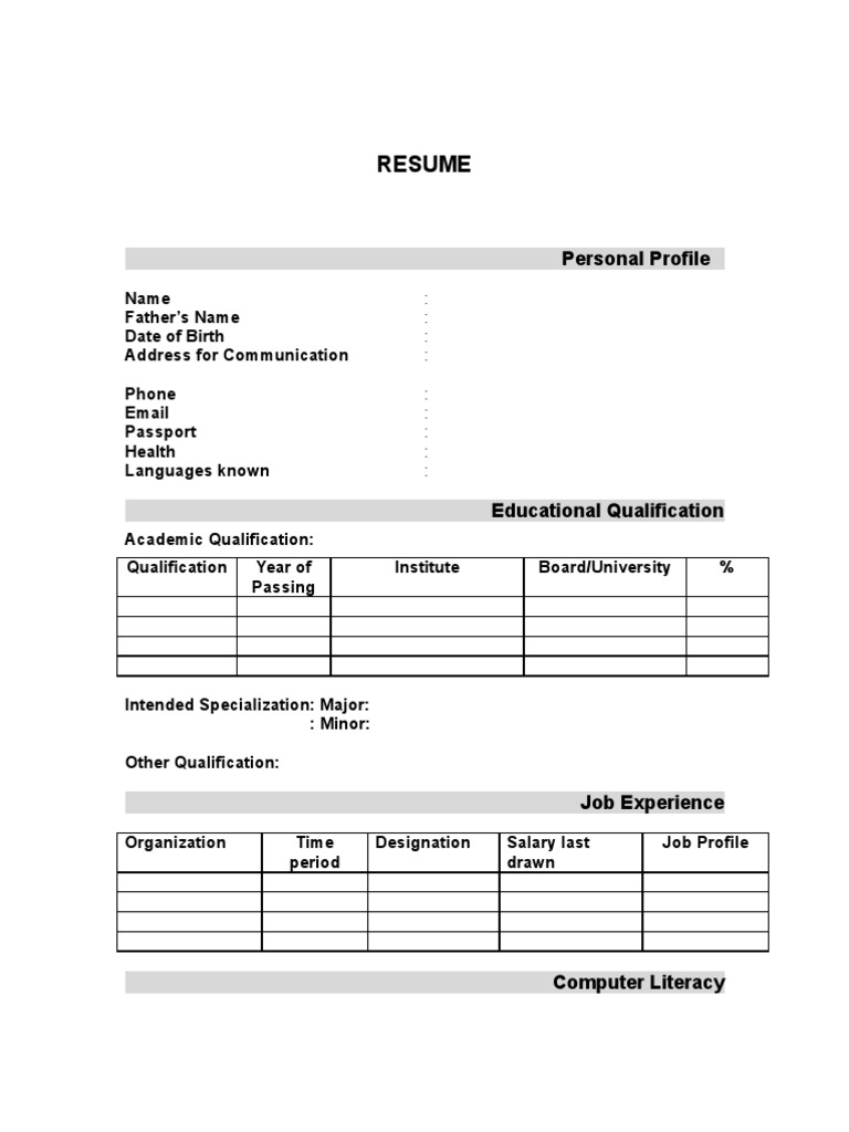 Resume Format | PDF