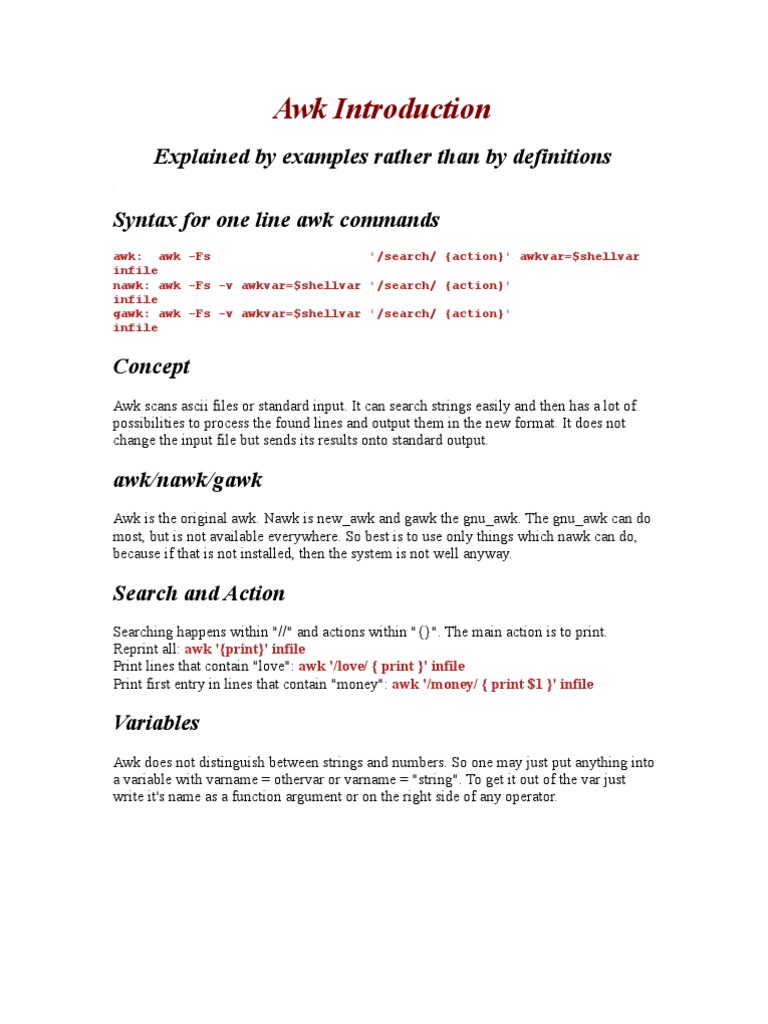 Awk Introduction | PDF | Computer Engineering | Computer Programming