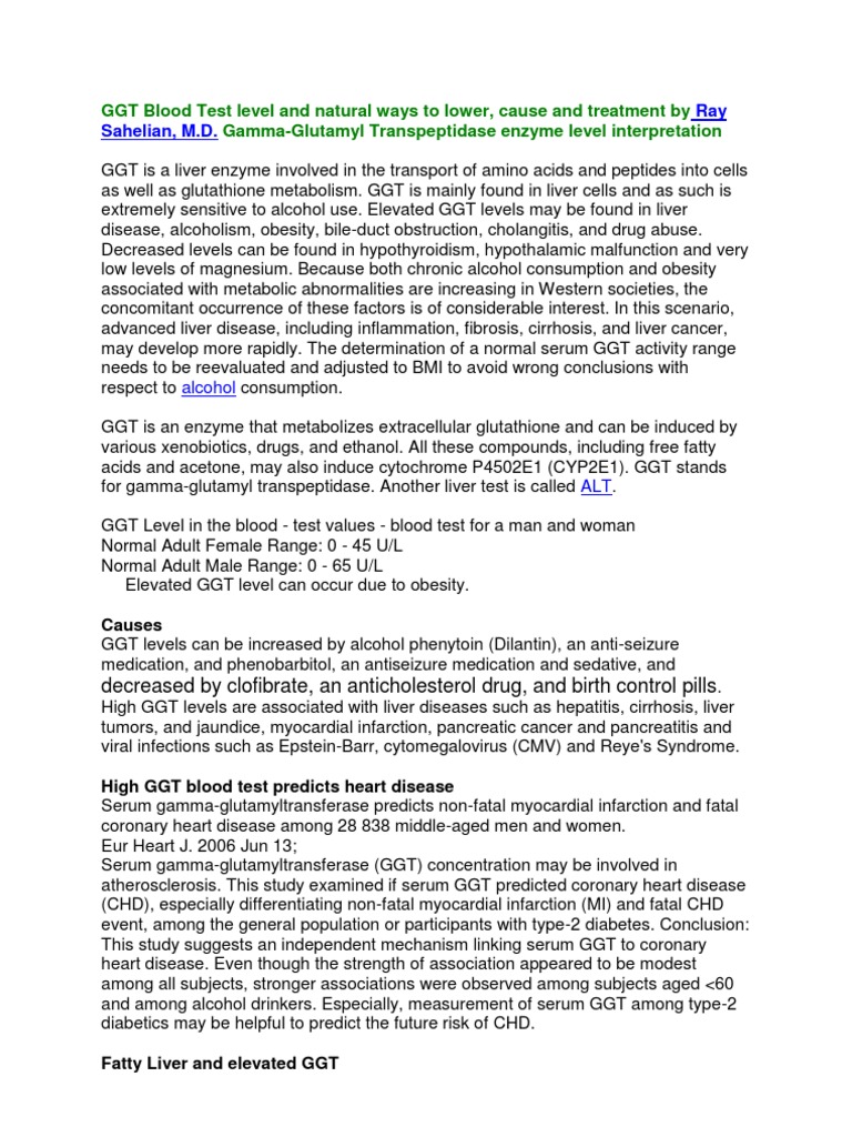 Understanding and Managing High GGT Levels | PDF | Coronary Artery ...