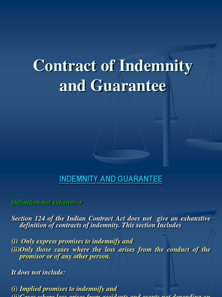 Contract of Indemnity and Guarantee | PDF | Guarantee | Indemnity