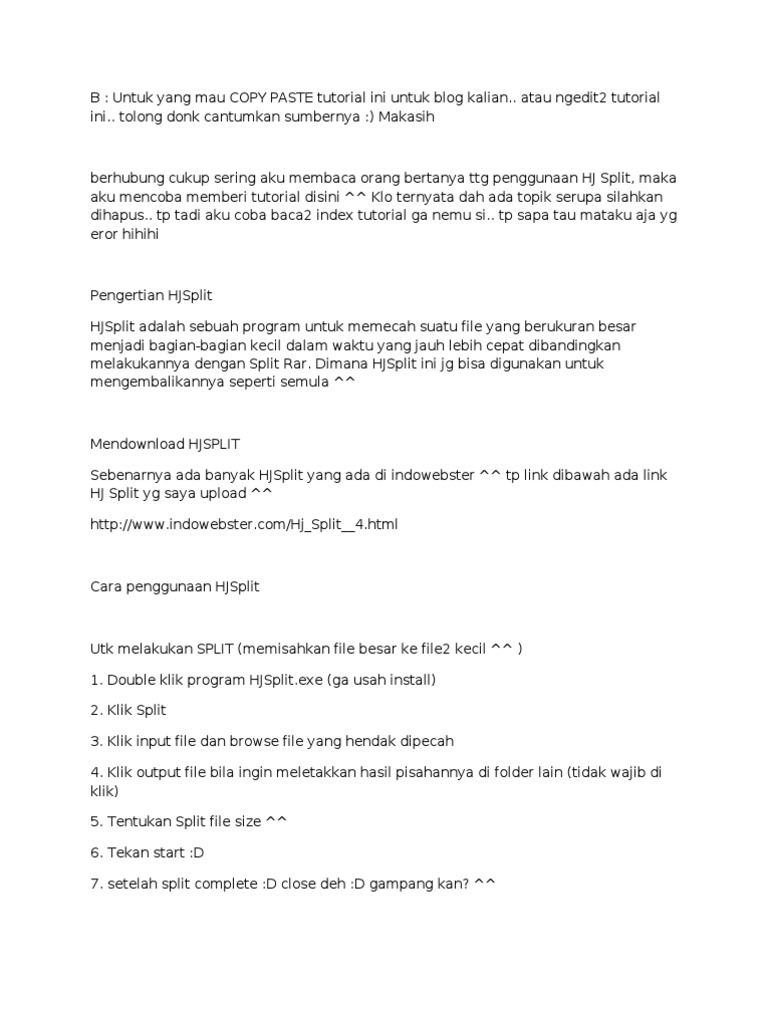 Tutorial Hjsplit | PDF