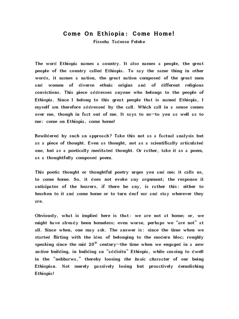 Come on Ethiopia | Ethiopia | Poetry