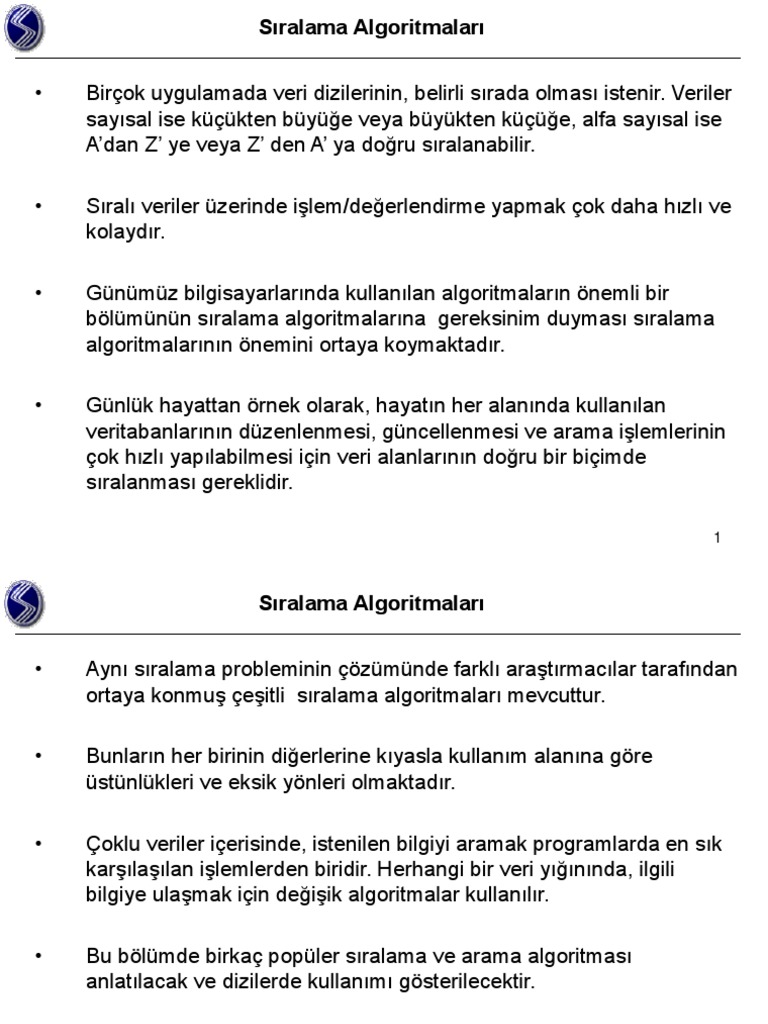 10-Sıralama Algoritmaları | PDF