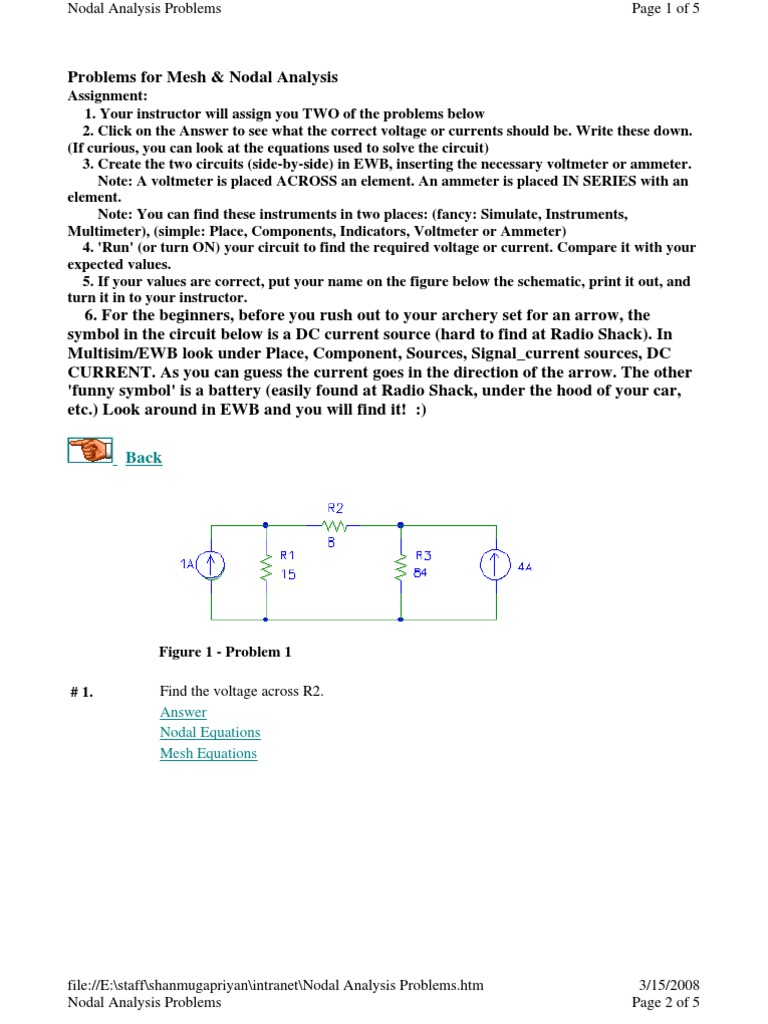 LCA - Mesh & Nodal Analysis Problems | PDF | Electrical Network ...