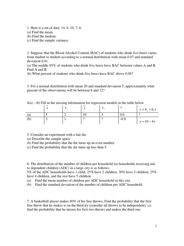 Practice Problems Final Pdf Normal Distribution Standard Deviation 6568