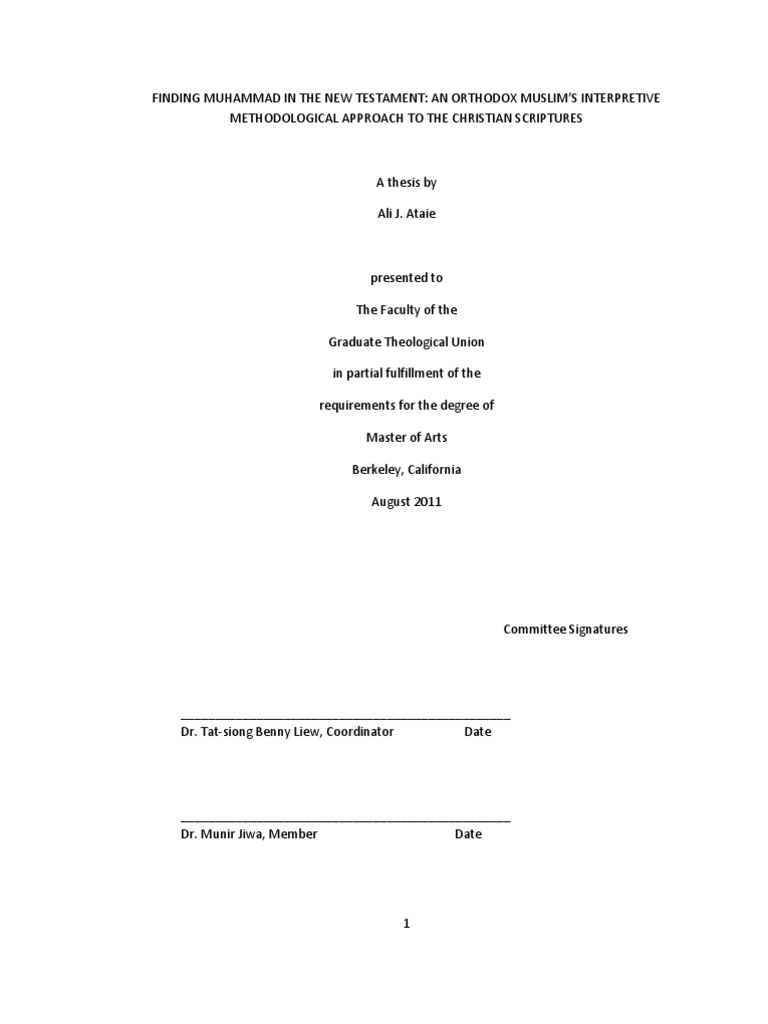 Prophet Muhammed in Bible Thesis Ali Ataie | PDF | Gospel Of Mark ...