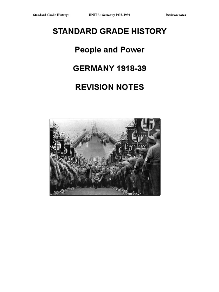 Standard Grade History People and Power GERMANY 1918-39 Revision Notes ...