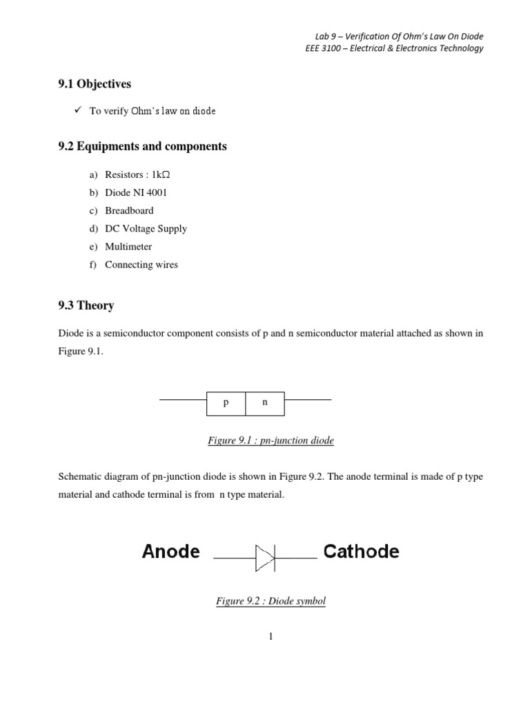 LAB 9 EE New | PDF | Diode | P–N Junction