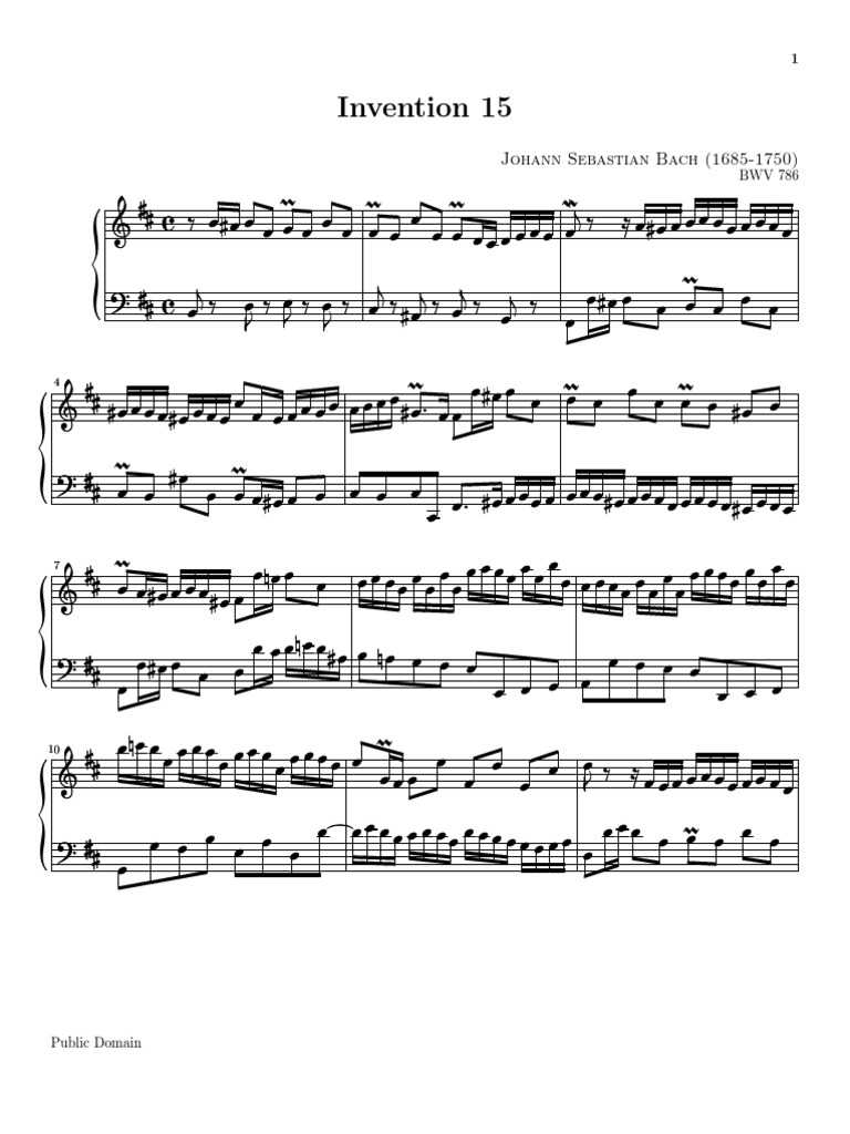 Bach Invention 15 Let | PDF | Johann Sebastian Bach | Familia de Bach