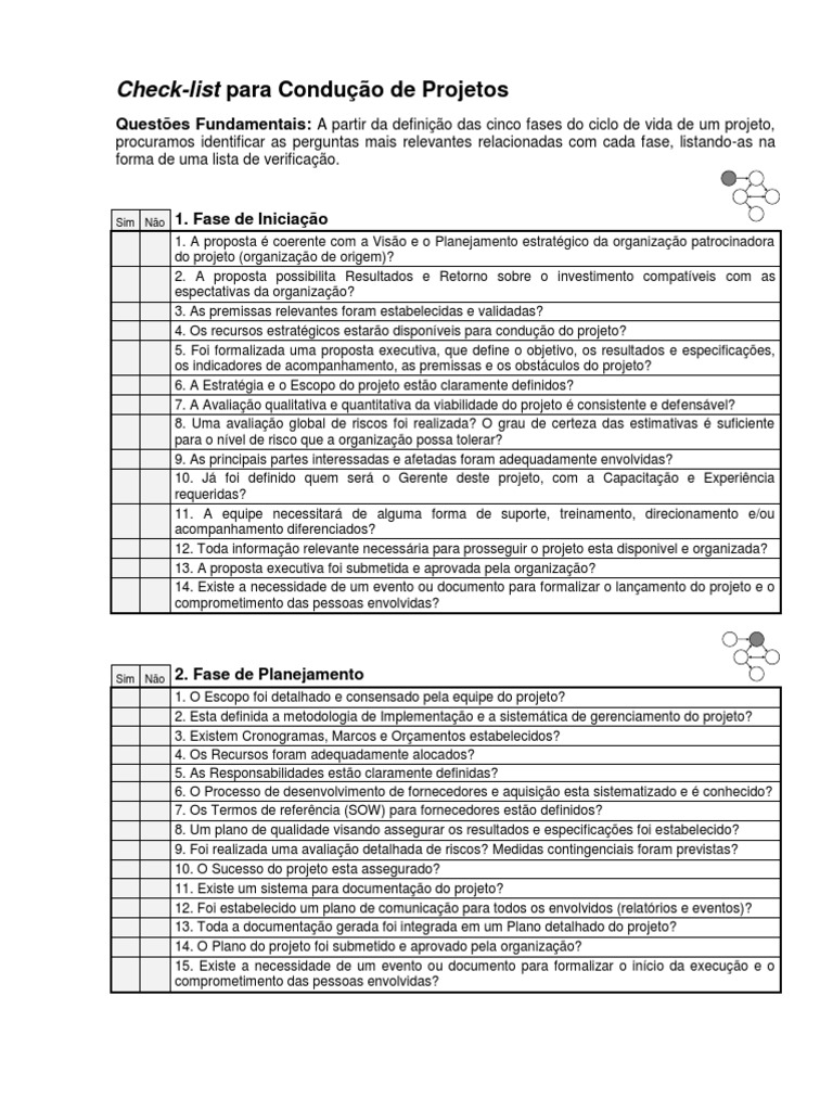 Checklist de Gerenciamento de Projetos | PDF