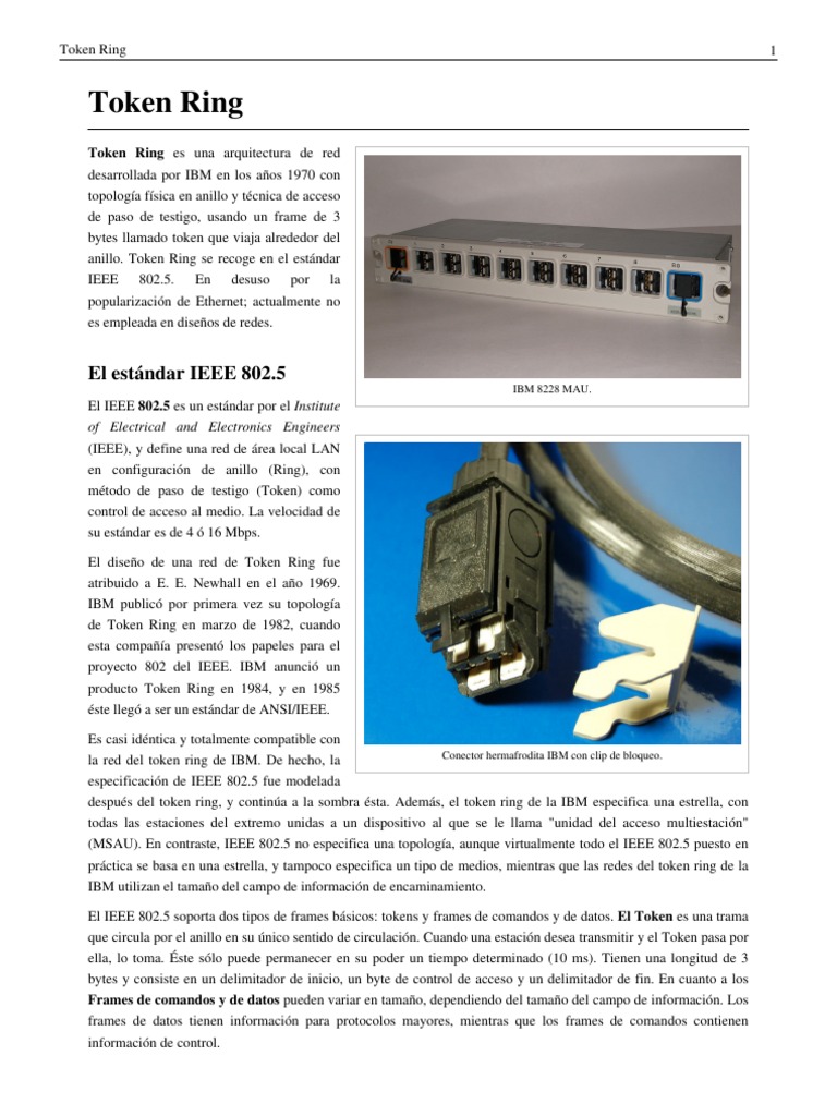Token Ring | Ingeniería en telecomunicaciones | Red de arquitectura