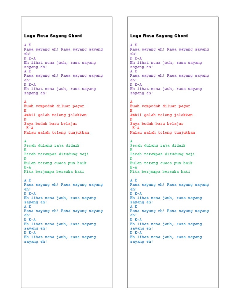 Lagu Rasa Sayang | PDF