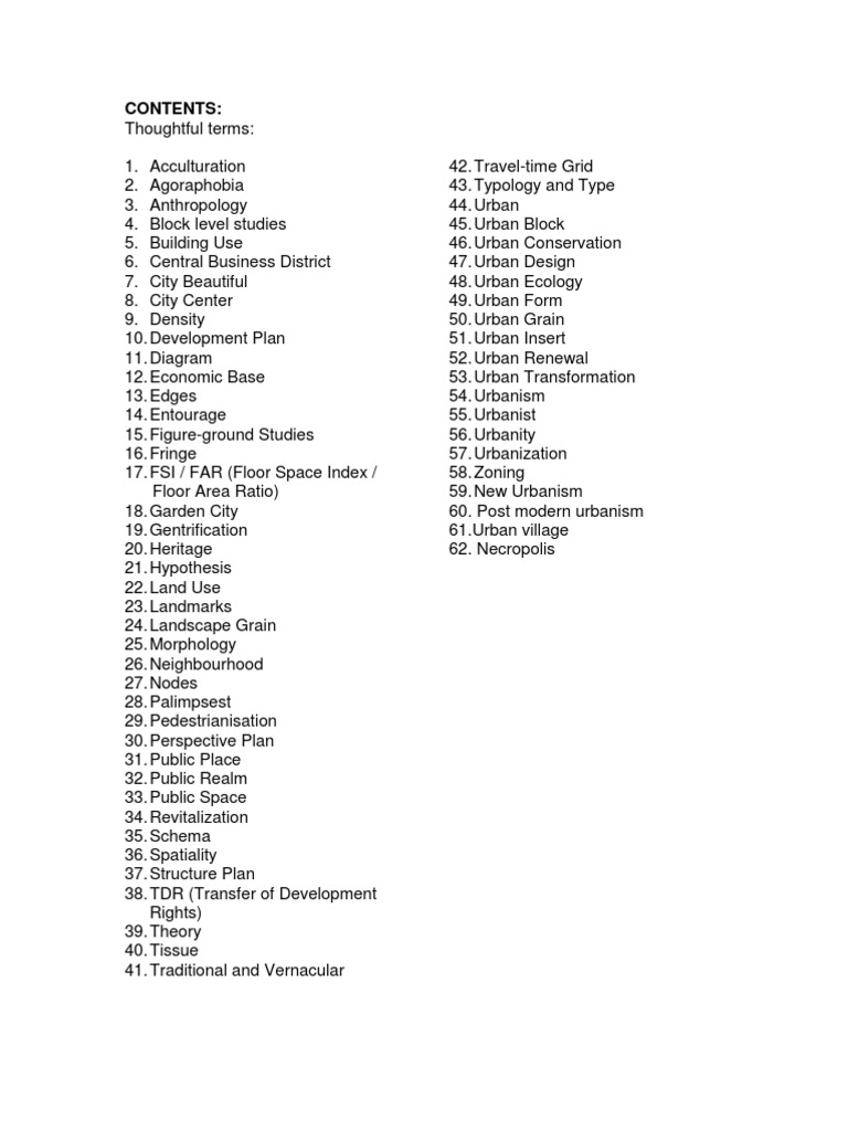 Urban Design Terminology Glossary | PDF