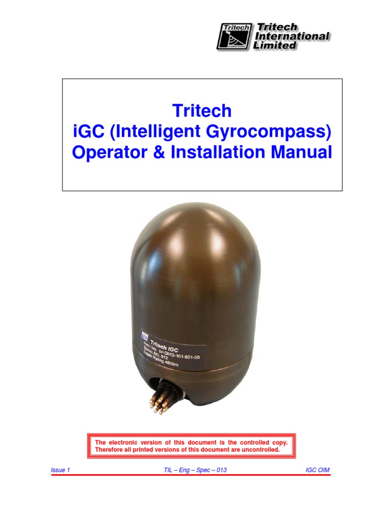 Tritech iGC (Intelligent Gyrocompass) Operator & Installation Manual ...
