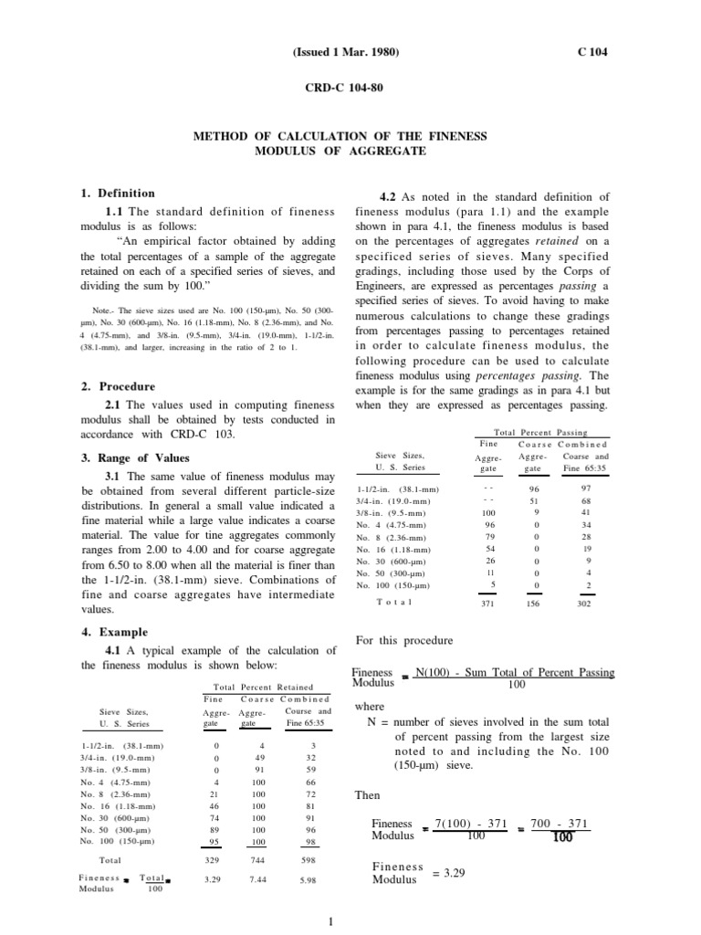Fineness Modulus | PDF