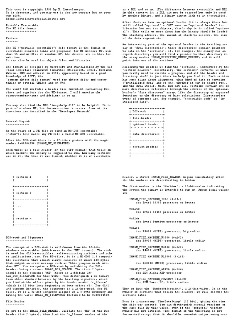 Portable Executable Format | PDF | Library (Computing) | File Format